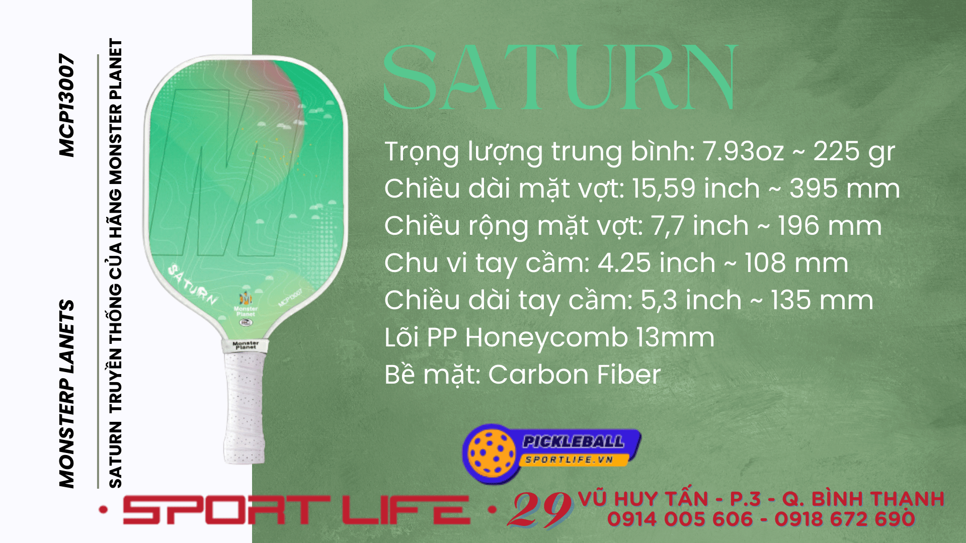 Vợt Pickleball Monster Planet Saturn (MCP13007) - SportLife