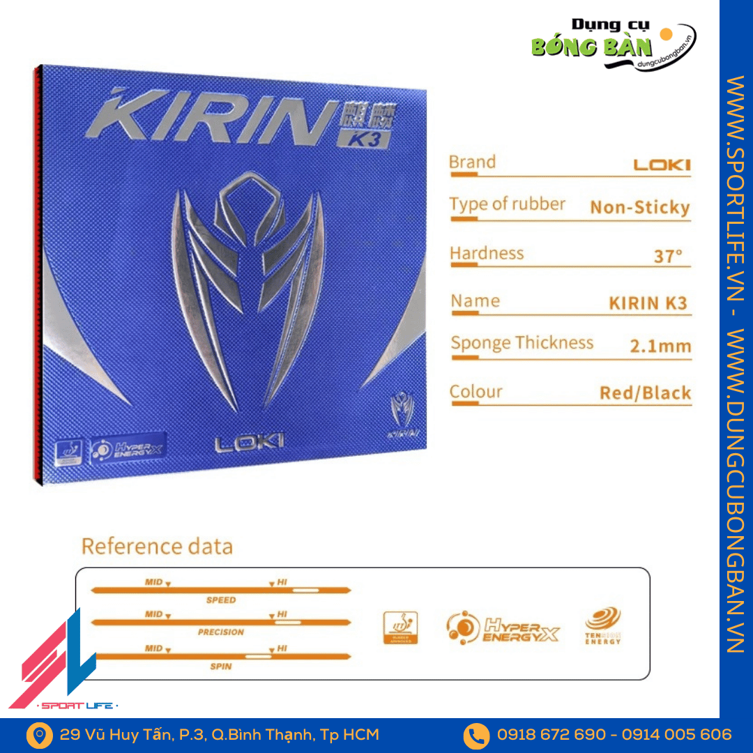 Mặt vợt bóng bàn Loki Kirin K3 - SportLife